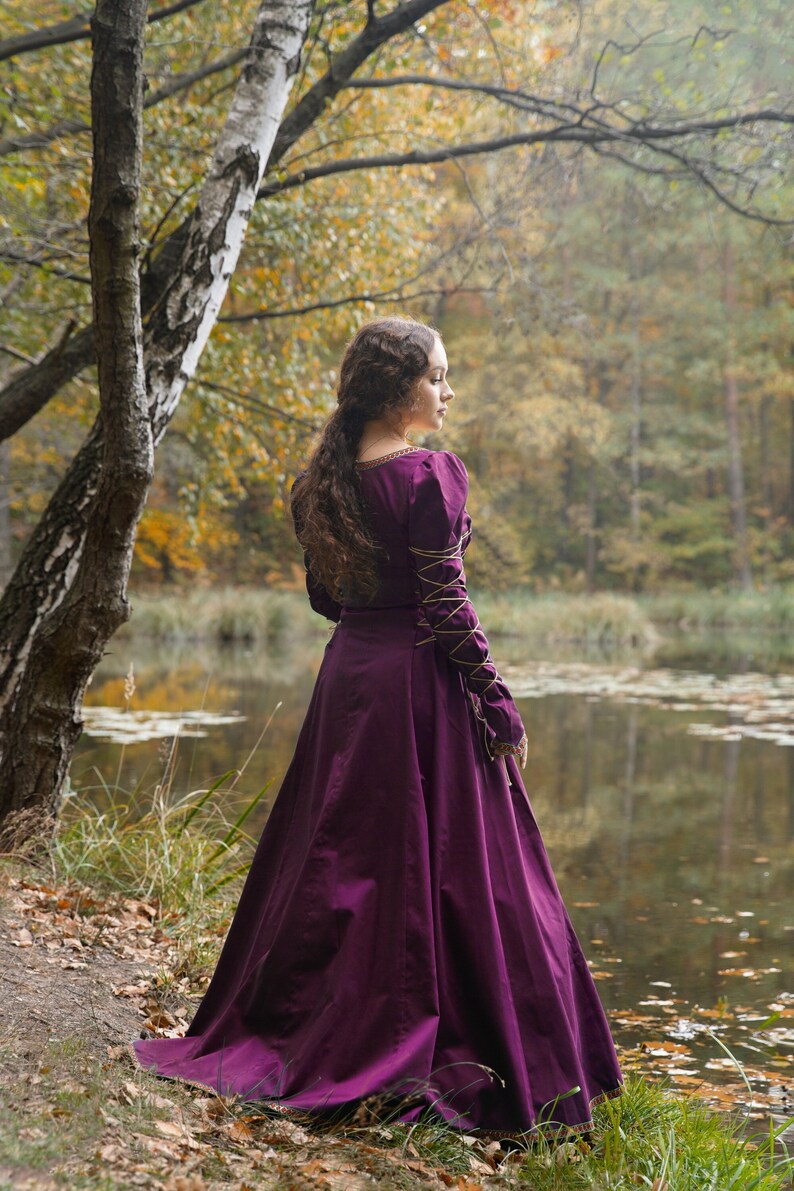 MEDIEVAL DREAM Fantasy Wide Satin Cotton Dress With Binding - Etsy UK