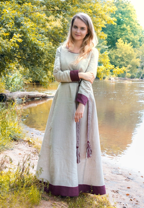 Early Medieval Linen Underdress With Linen Hems and Woven Trim - Etsy