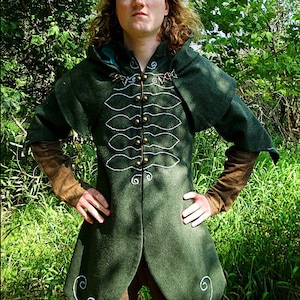 FOREST RANGER | Fantasy Wool Blend Coat With Handmade Embroidery and ...
