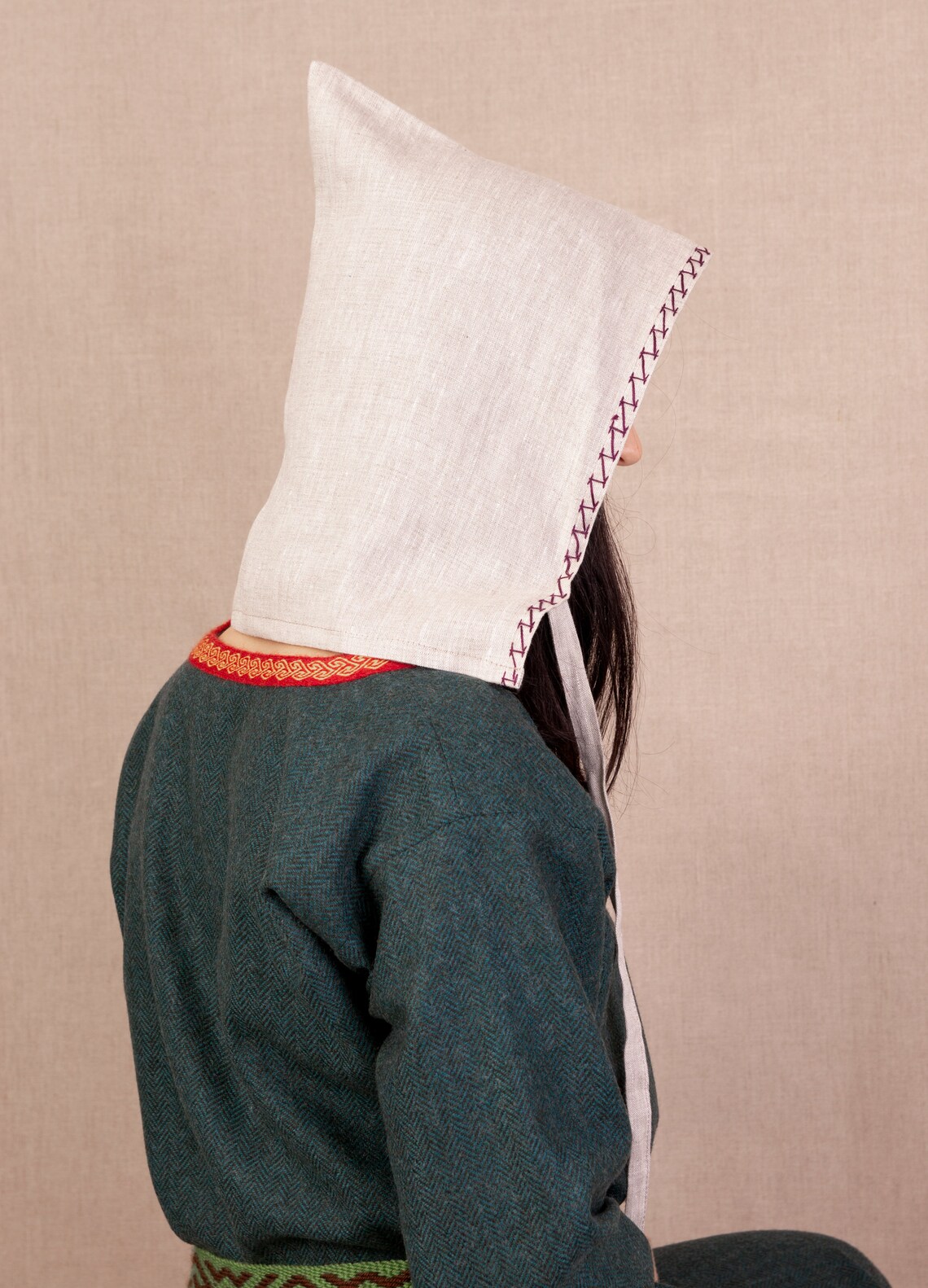 Early Medieval Jorvik Viking Linen Bonnet/scarf With Handmade - Etsy