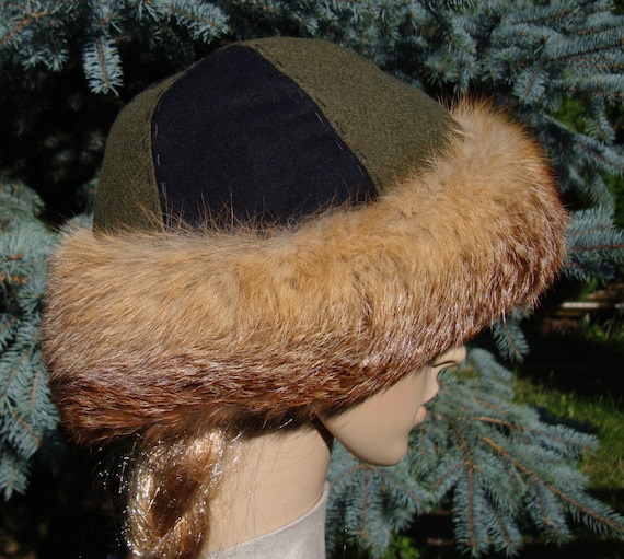 Early Medieval Birka Wool Round Hat With Red Fox Fur and Linen - Etsy