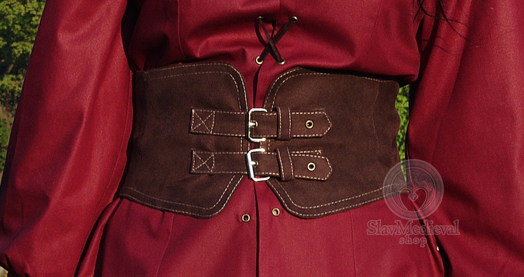 Fantasy Wide Corset Belt With Double Buckles Made of Artificial Suede ...
