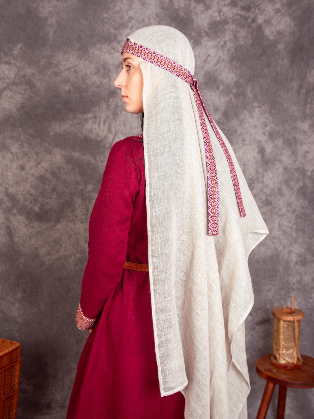 Geometric Celtic and Slavic-inspired Blend Linen Long Headband for ...