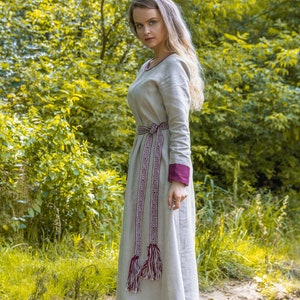 Early Medieval Linen Underdress With Linen Hems and Woven Trim for ...