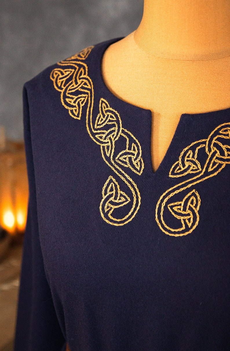 Early Medieval Wide Wool Dress With Split Neckline and - Etsy