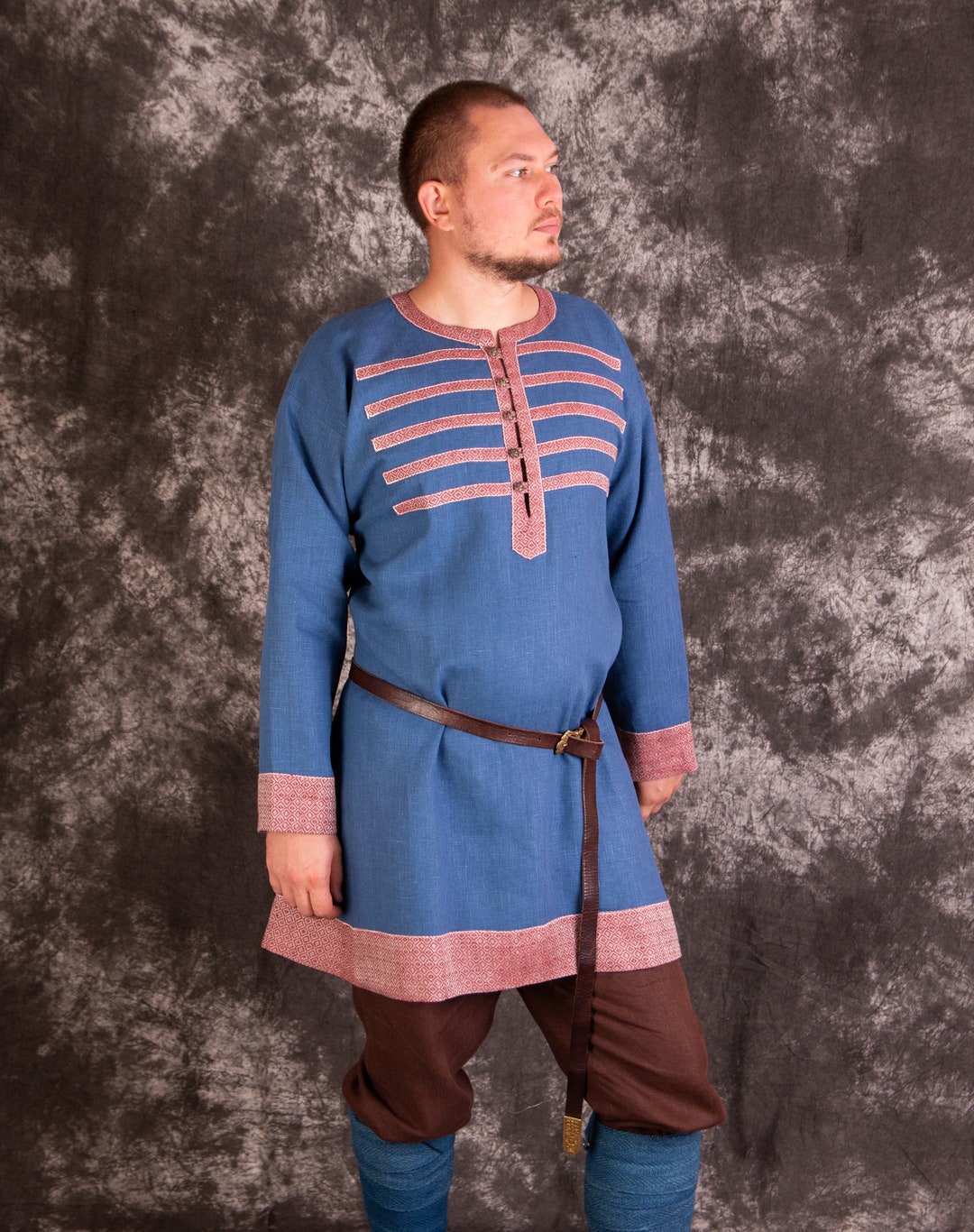 Early Medieval Birka Natural Linen Shirt Tunic With Linen Diamond Twill ...