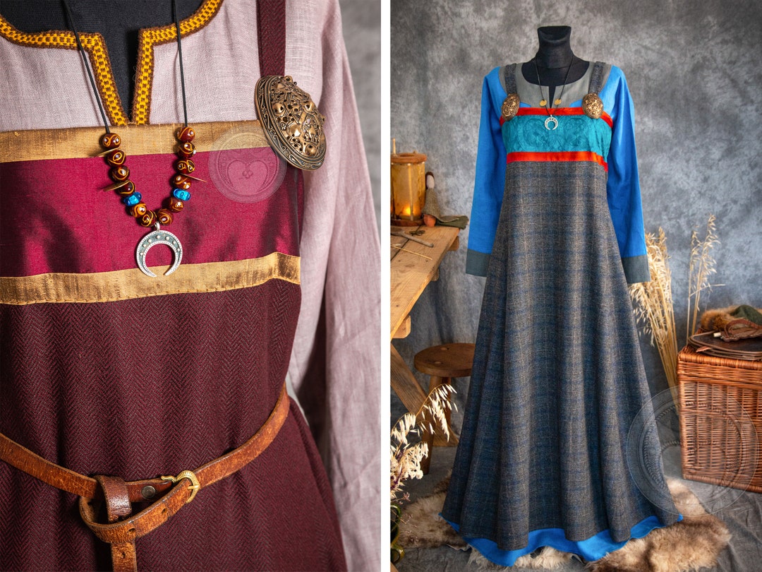 Early Medieval Trimmed Wide Wool Apron Dress Smokkr With Silk Hems for ...