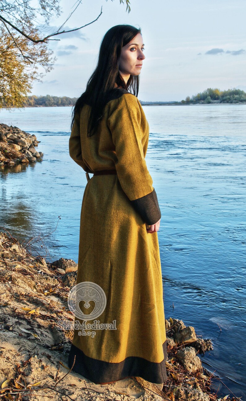 Early Medieval Viking wool dress with hems for Viking woman | Etsy