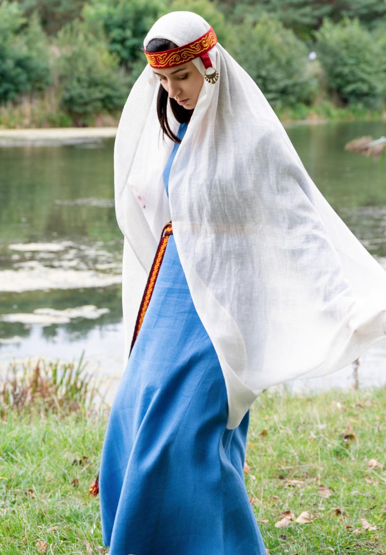 Early Medieval Linen Headscarf Veil, Natural Viking Slavic Reenactment ...