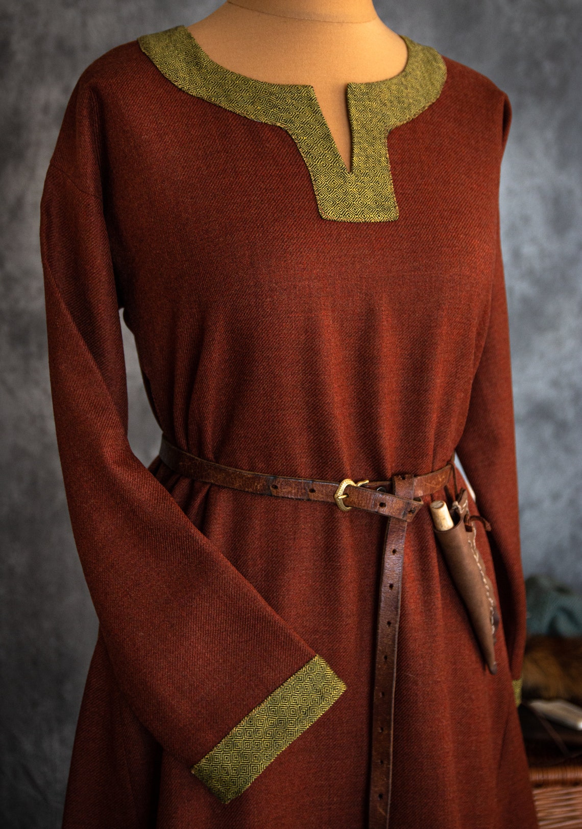Early Medieval Viking Wide Warm Wool Dress With Diamond Twill - Etsy