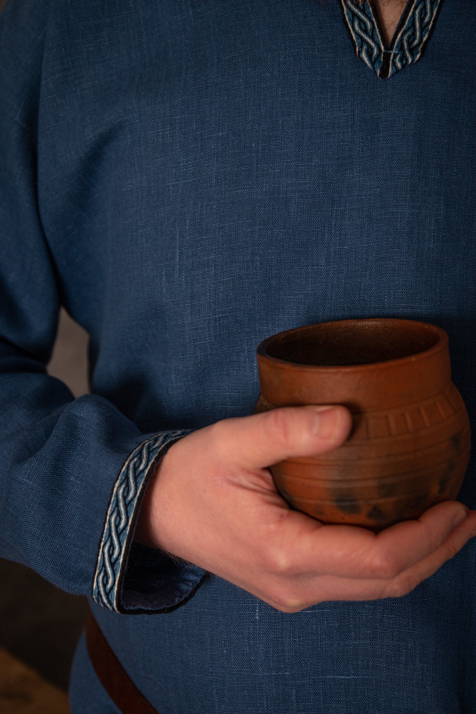 Early Medieval Linen Tunic Shirt With Woven Trim for Slavic - Etsy