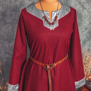 Early Medieval Wide Warm Wool Dress With Natural Silk Hems for Viking ...