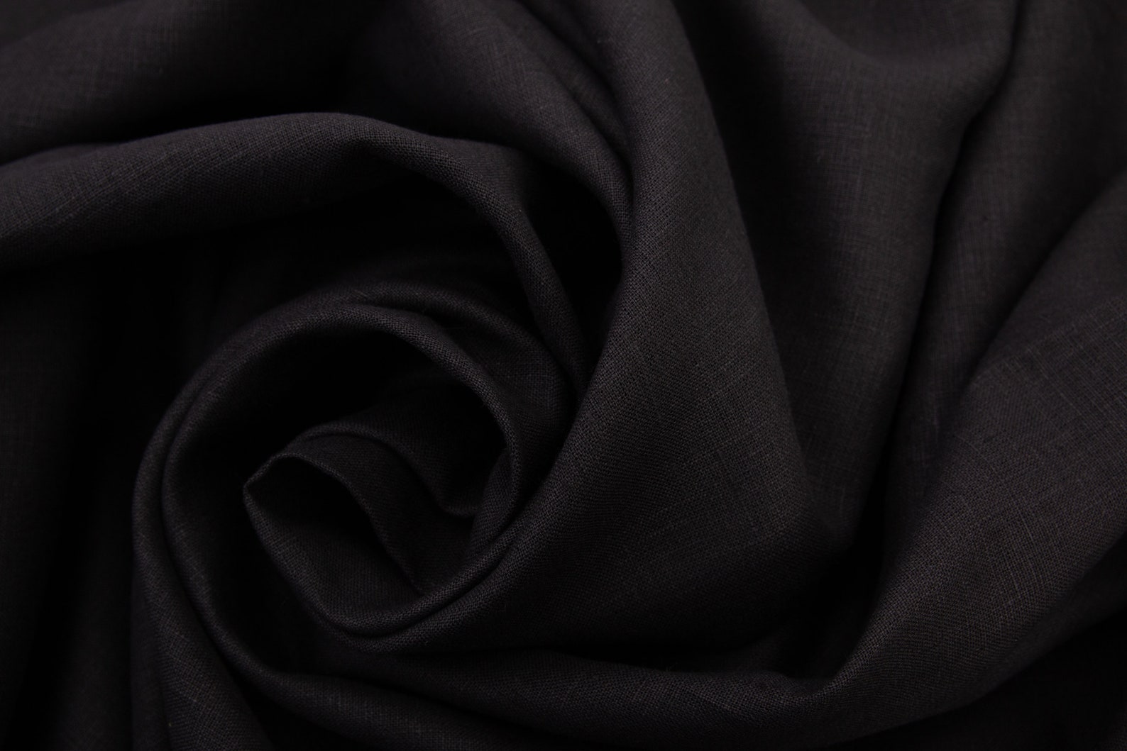 Natural Pure 100% Black Linen, Flax Black Fabric 185g/m2 Medium ...