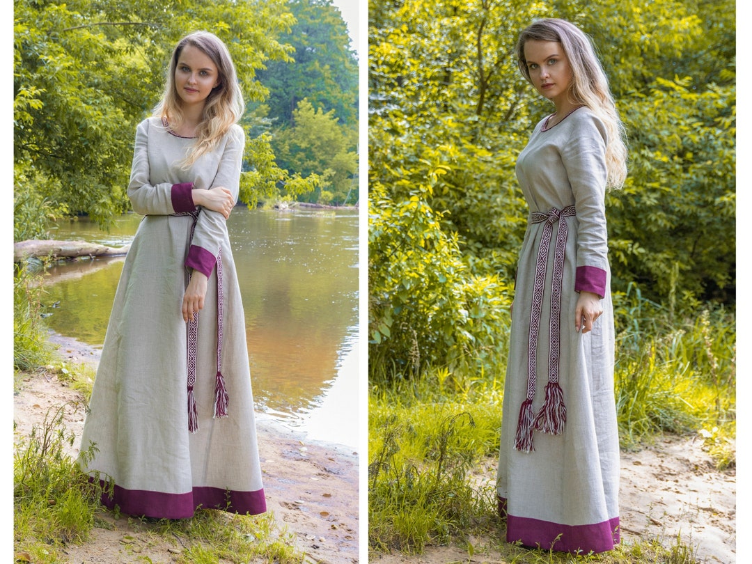 Early Medieval Linen Underdress With Linen Hems and Woven Trim for ...