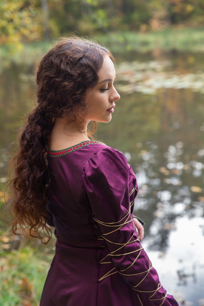 MEDIEVAL DREAM Fantasy Wide Satin Cotton Dress With Binding - Etsy UK