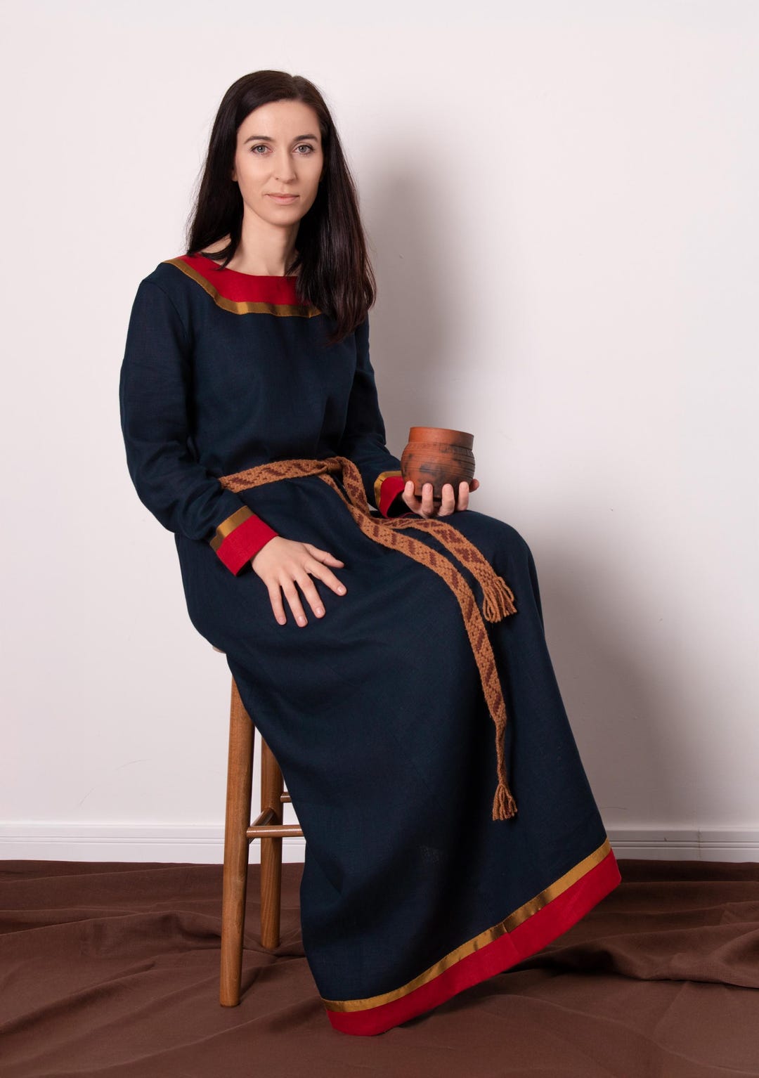 Early Medieval Viking Linen Underdress With Linen and Silk Hems for ...