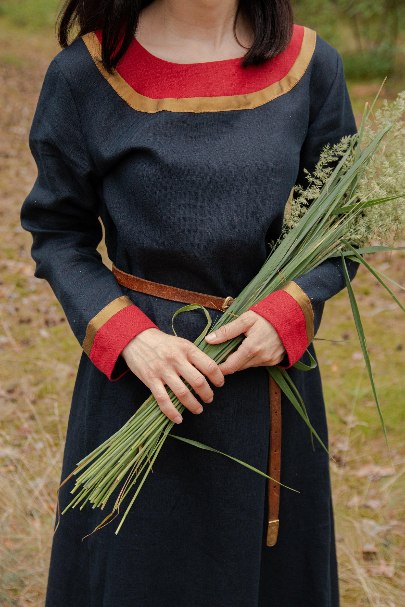 Early Medieval Viking Linen Underdress With Linen and Silk | Etsy