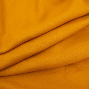 Natural Pure 100% Yellow Linen, Flax Yellow Fabric 185g/m2 Medium ...