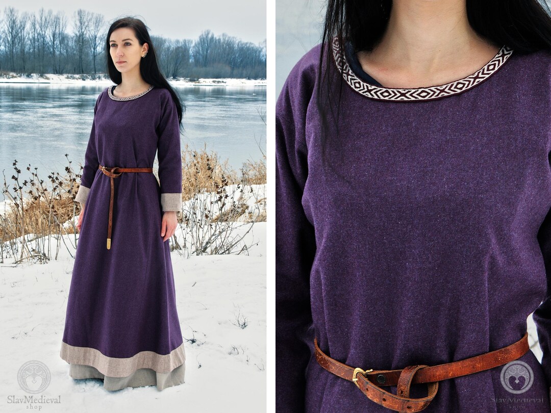 Early Medieval Viking Wool Dress With Hems and Woven Trim Made for ...