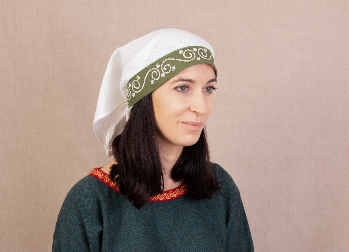 Early Medieval Pure Linen Embroidered Scarf Kerchief for - Etsy