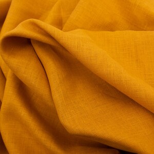 Natural Pure 100% Yellow Linen, Flax Yellow Fabric 185g/m2 Medium ...