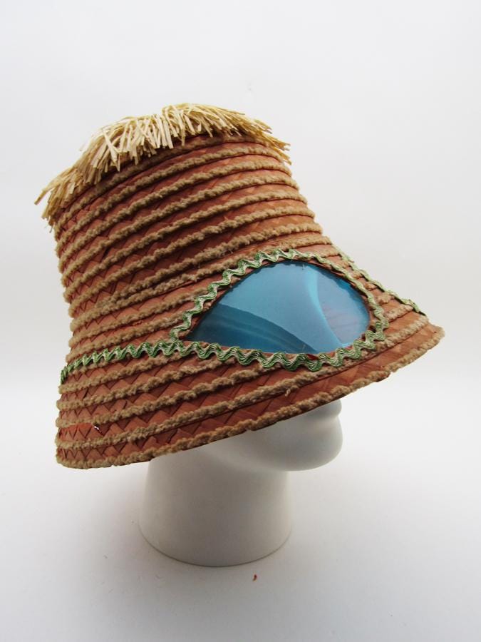 Vintage Rare Lady Woman ITALIAN LUXE Straw Summer Hat Goggles Grace ...
