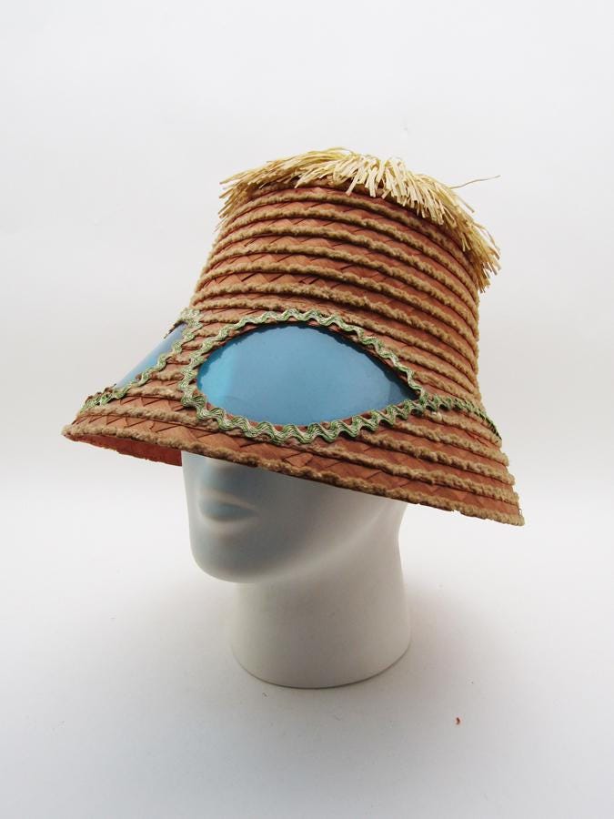 Vintage Rare Lady Woman ITALIAN LUXE Straw Summer Hat Goggles Grace ...