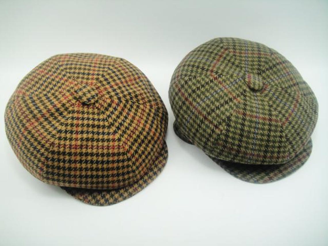 100% WOOL TWEED 6 Panels Cap Classic Driving Newsboy Gatsby Motoring ...