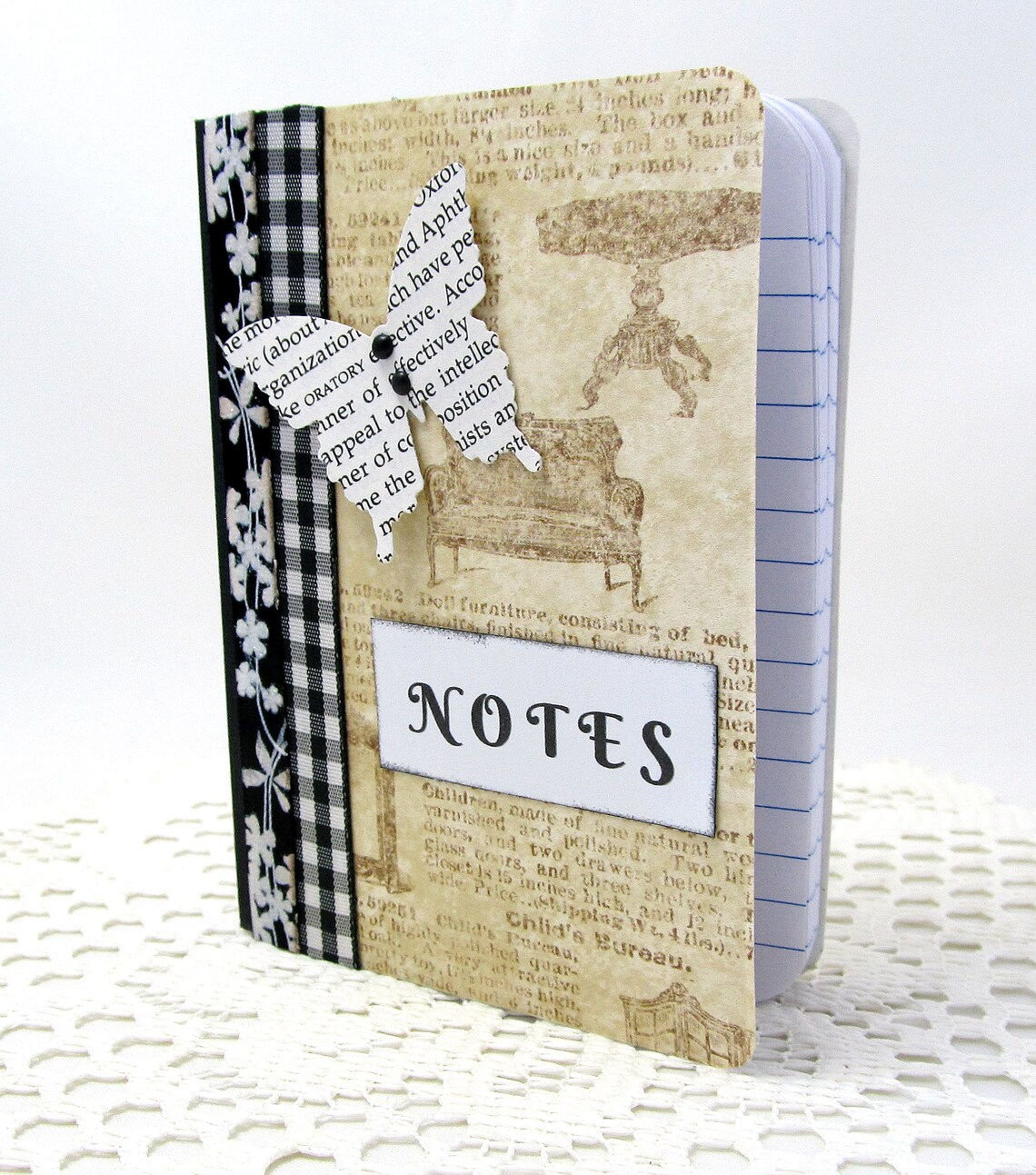 Butterfly Mini Journal Altered Book Page Journal Mini Notebook Vintage ...