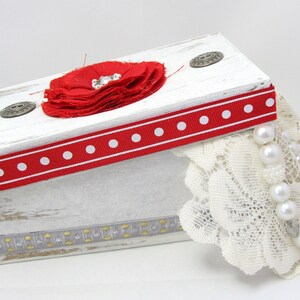 Red and White Decorative Box - Red and White Distressed Box - Red and ...