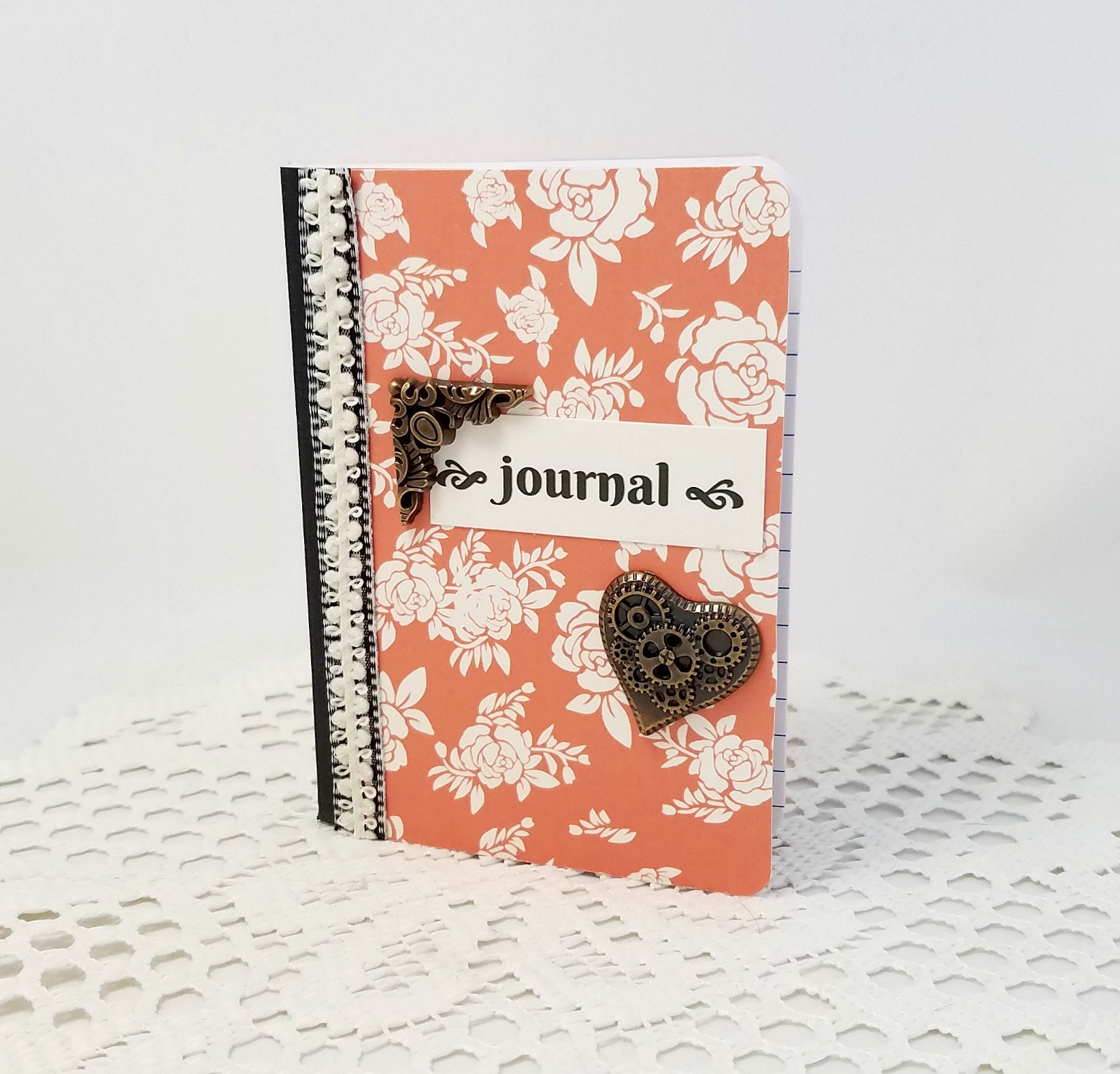 Coral Mini Journal - Small Floral Journal - Small Coral Notebook ...