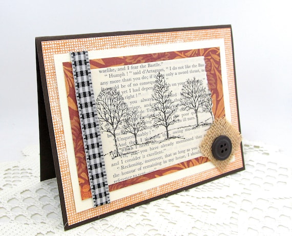 Rustic Fall Card Fall Trees Card Autumn Card Mixed Media | Etsy