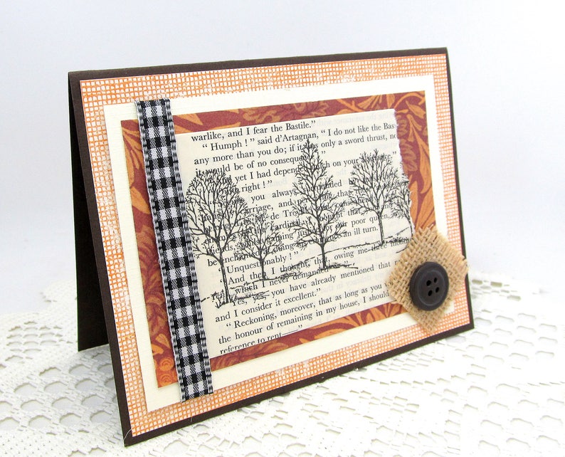 Rustic Fall Card - Fall Trees Card - Autumn Card - Mixed Media Card ...