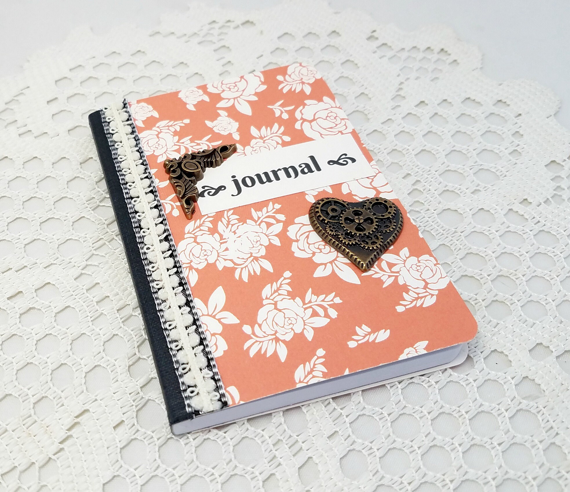 Coral Mini Journal - Small Floral Journal - Small Coral Notebook ...