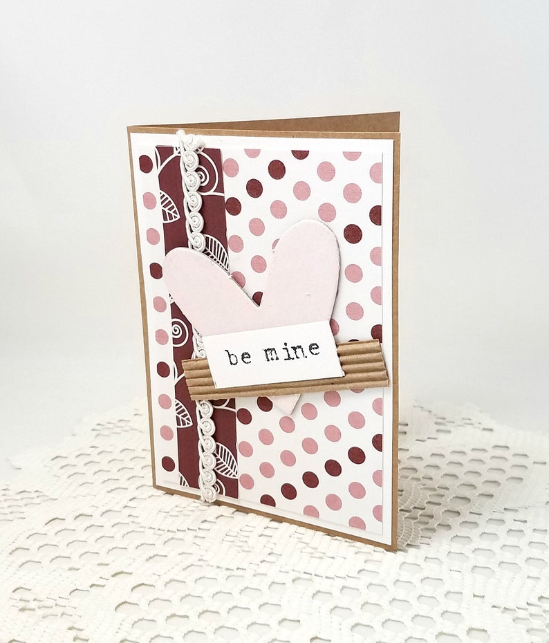 Be Mine Valentine Card - Be Mine Card - Pink Heart Valentine Card ...