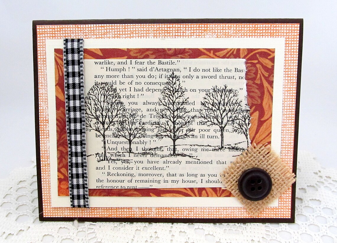 Rustic Fall Card Fall Trees Card Autumn Card Mixed Media | Etsy