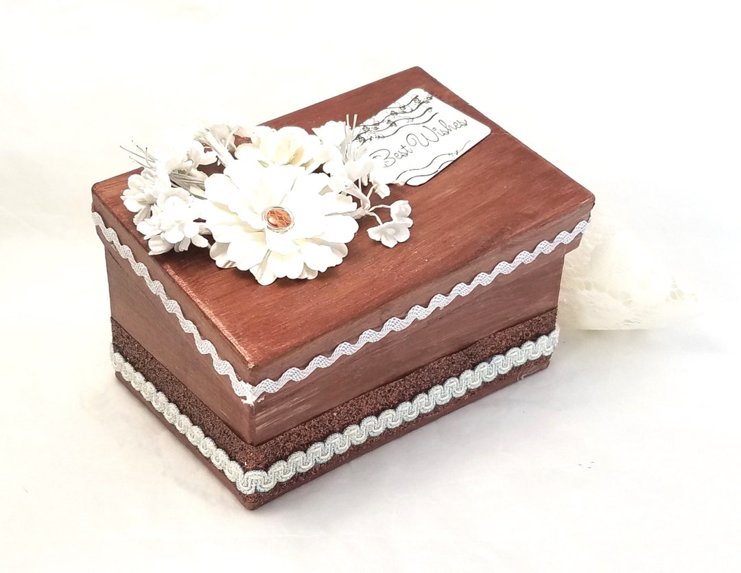 Rustic Brown and White Box - Rustic Wedding Gift Box - Rustic Gift Box ...
