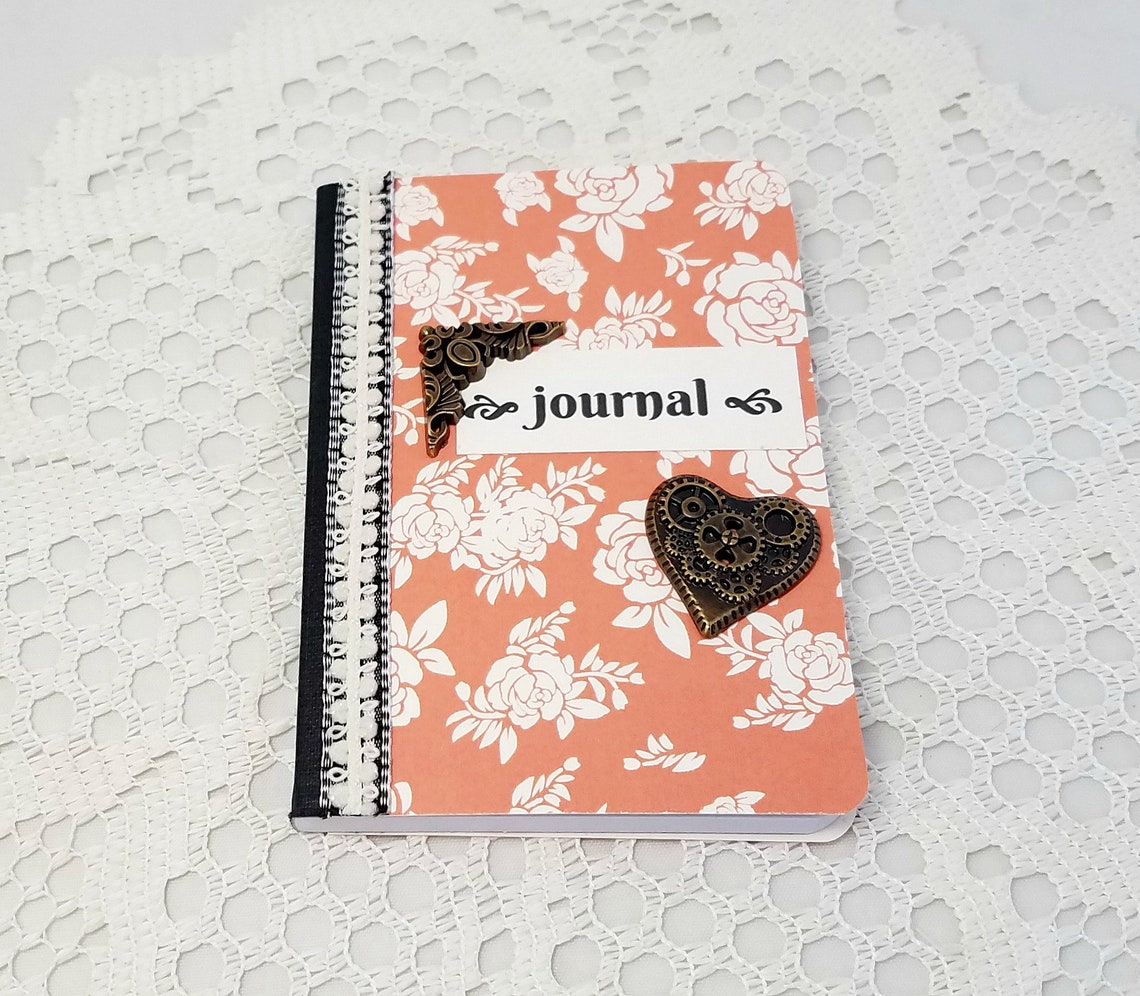 Coral Mini Journal - Small Floral Journal - Small Coral Notebook ...