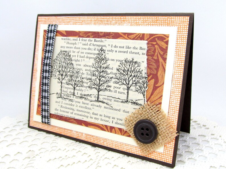 Rustic Fall Card - Fall Trees Card - Autumn Card - Mixed Media Card ...