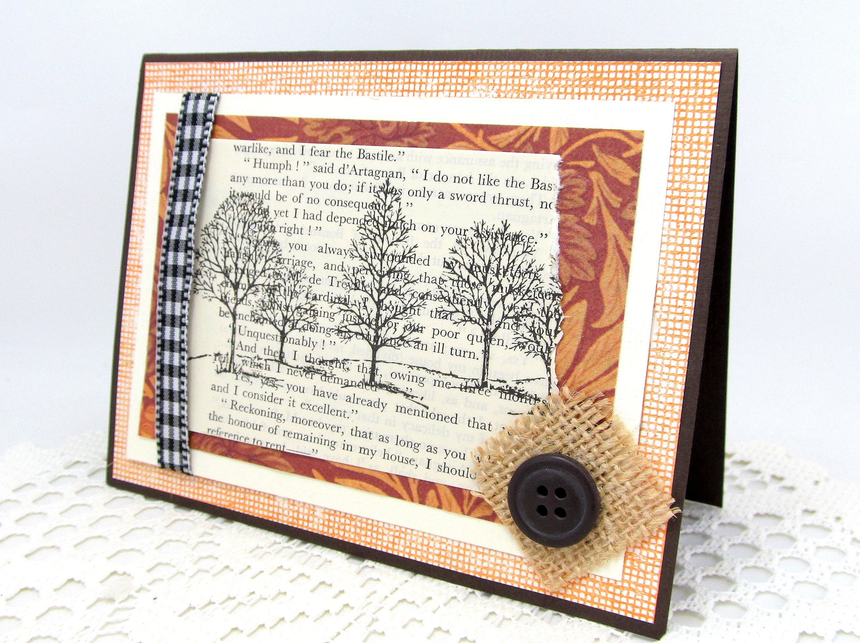 Rustic Fall Card Fall Trees Card Autumn Card Mixed Media Card Blank ...