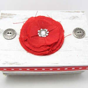 Red and White Decorative Box - Red and White Distressed Box - Red and ...