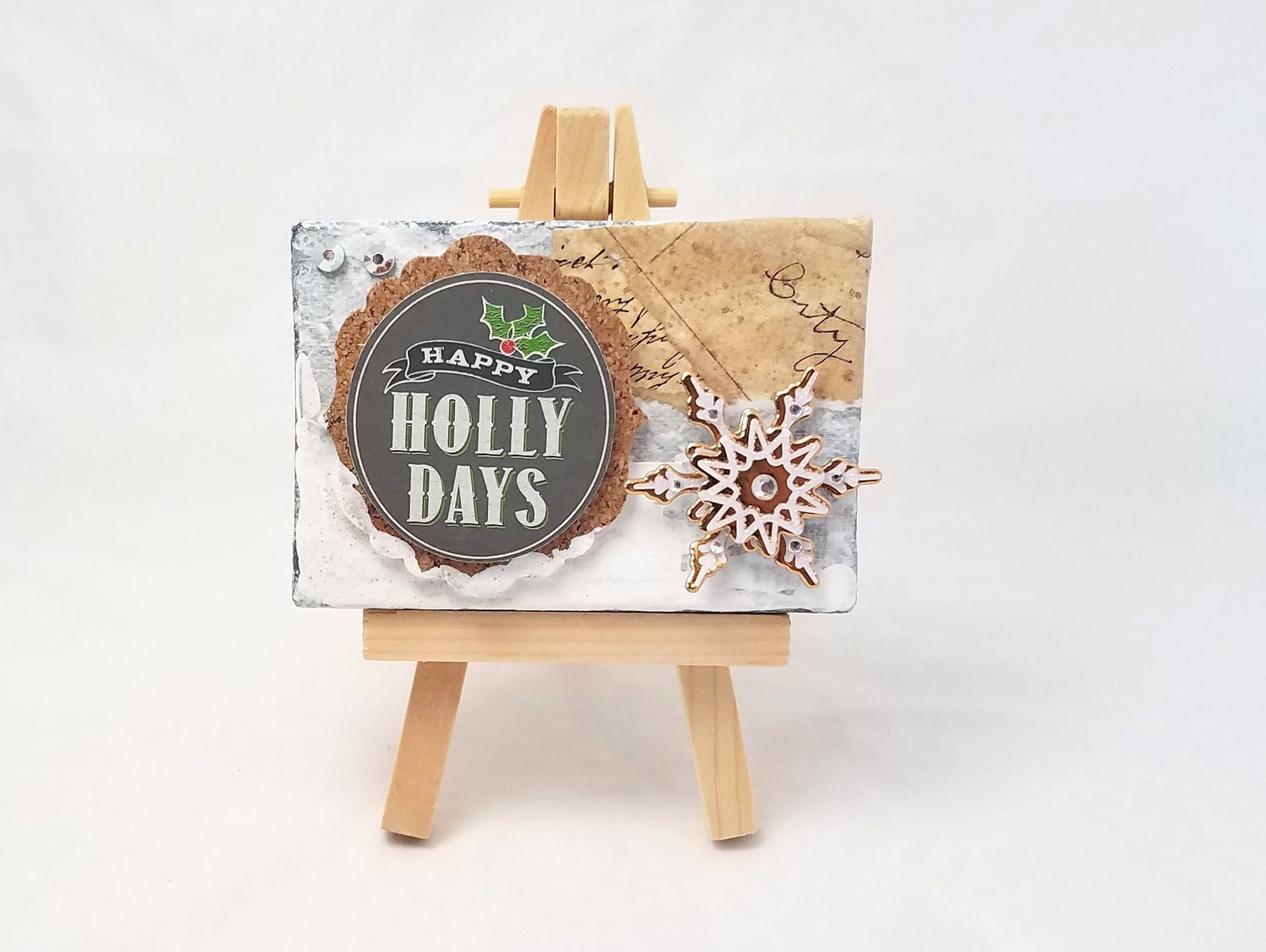 Happy Holly Days Mini Canvas Mixed Media Mini Canvas | Etsy