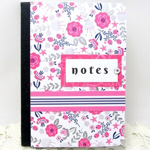Pink Floral Mini Journal - Small Pink Floral Notebook - Bright Pink ...