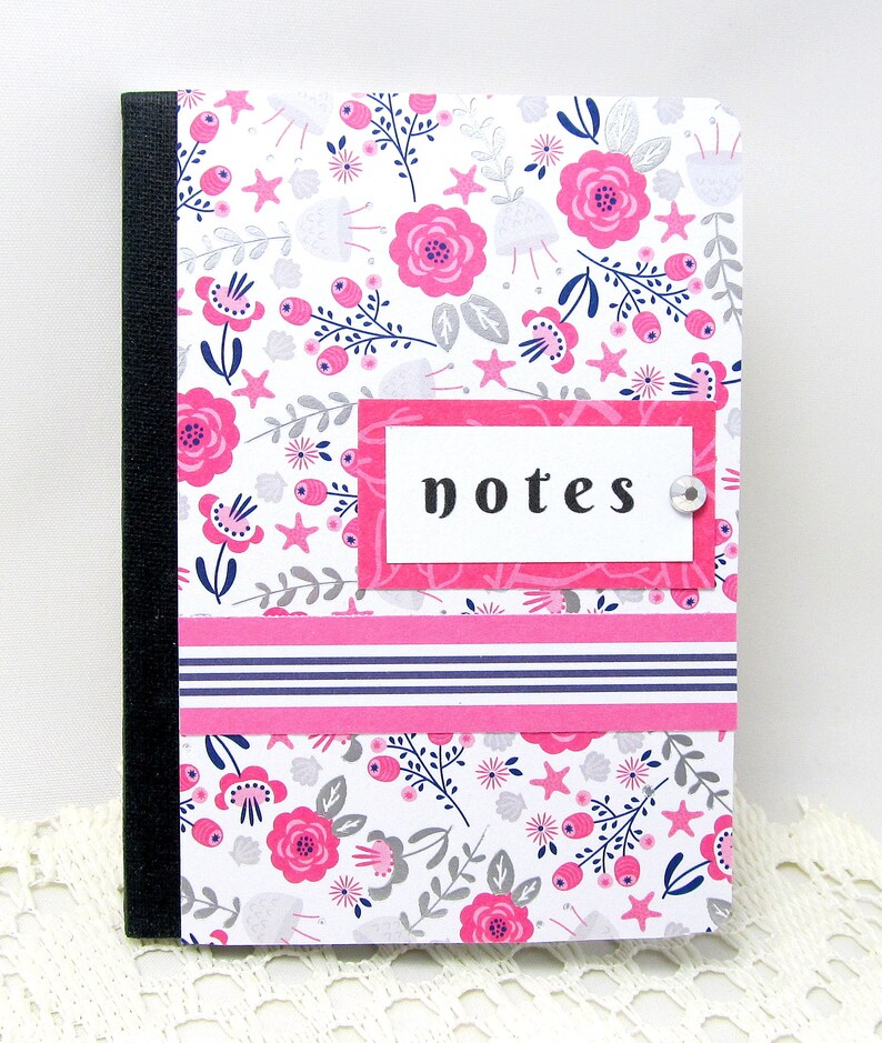 Pink Floral Mini Journal Small Pink Floral Notebook Bright - Etsy