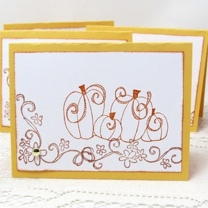 Pumpkin Note Cards - Small Note Cards - Set of 4 Cards - Autumn Theme ...