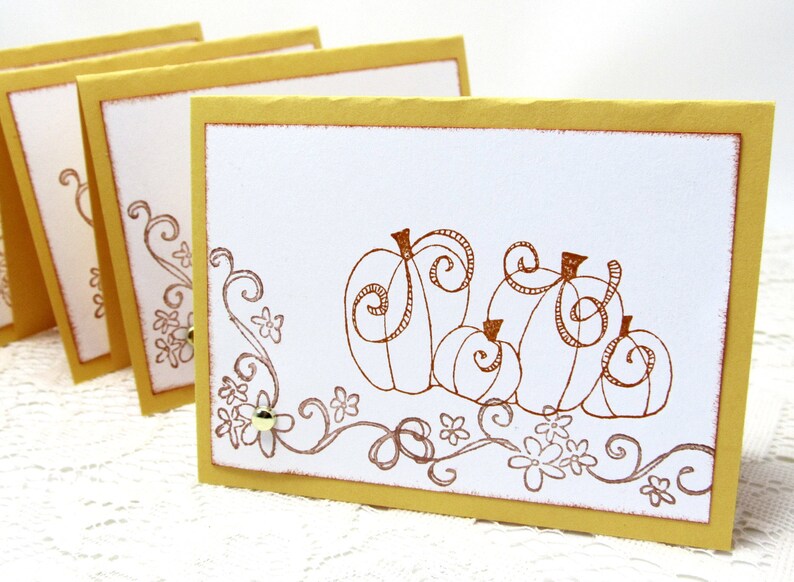 Pumpkin Note Cards Small Note Cards Set of 4 Cards - Etsy