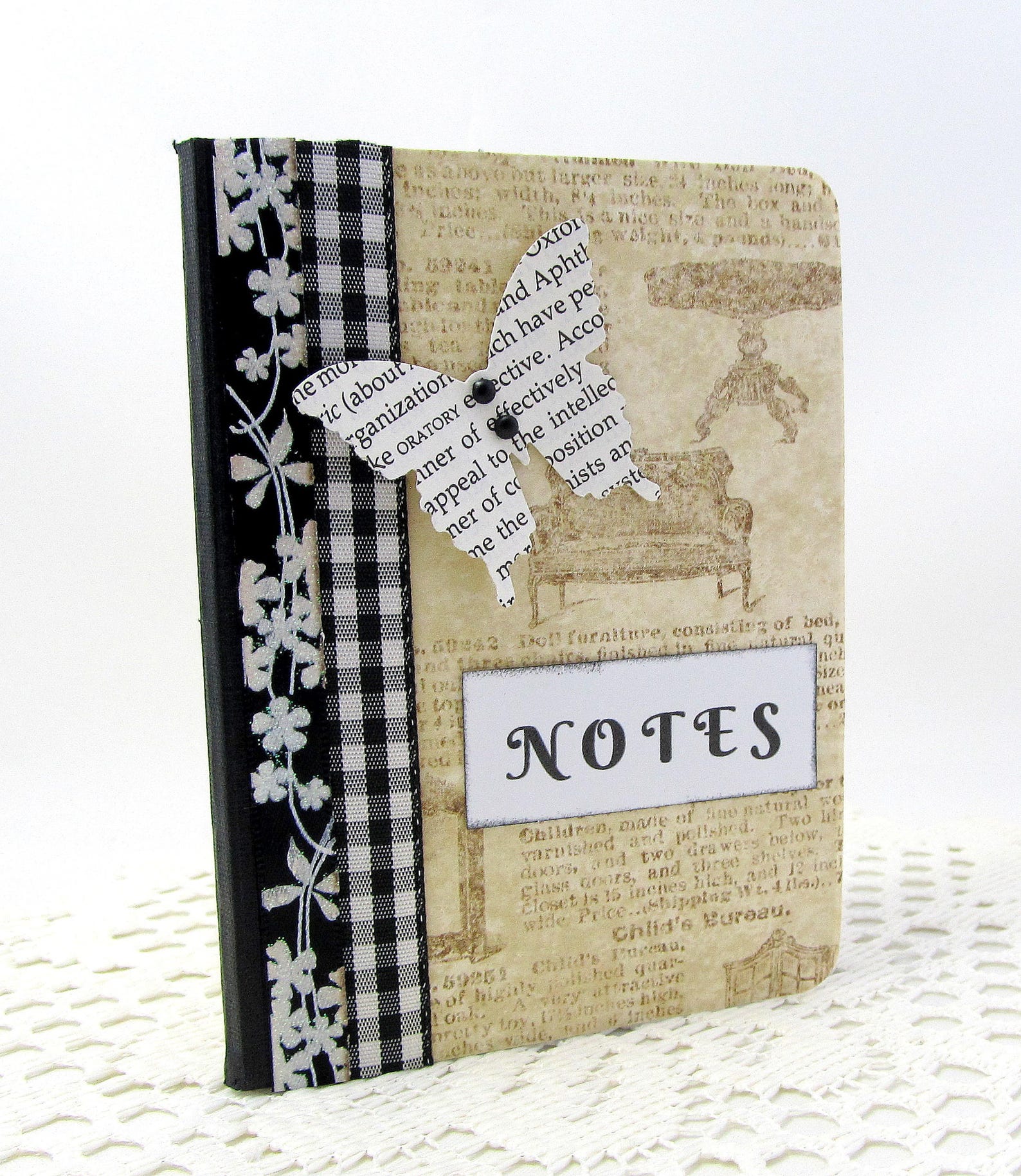 Butterfly Mini Journal - Altered Book Page Journal - Mini Notebook ...