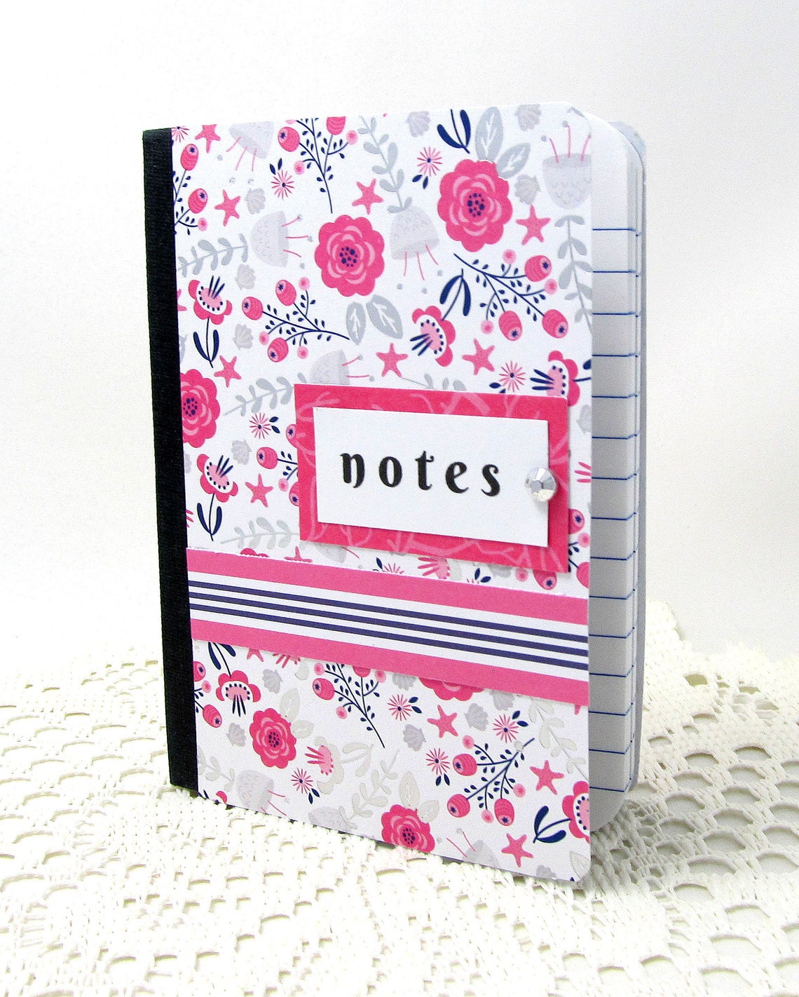 Pink Floral Mini Journal - Small Pink Floral Notebook - Bright Pink ...