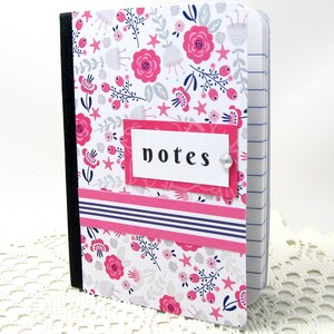 Pink Floral Mini Journal - Small Pink Floral Notebook - Bright Pink ...