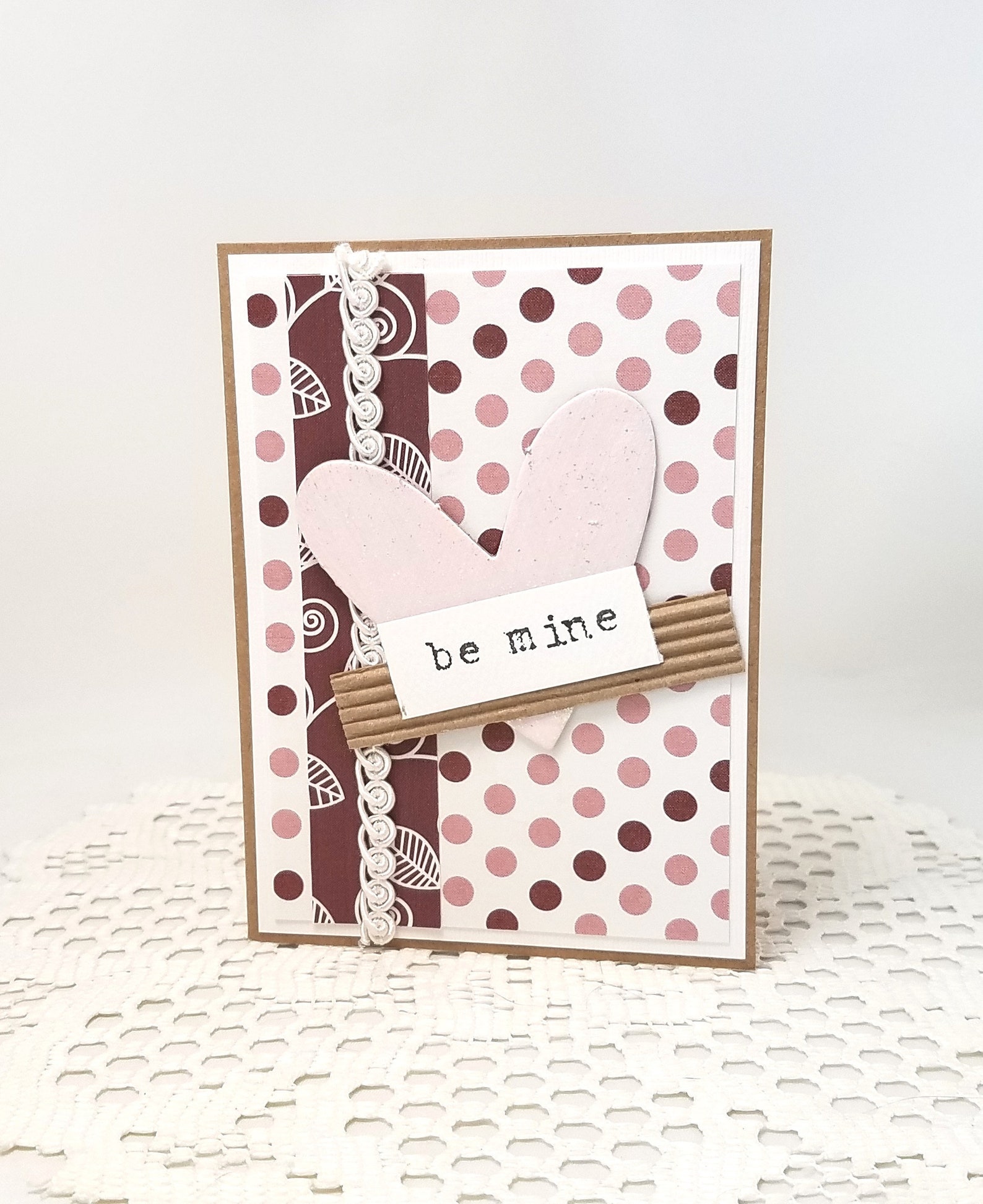 Be Mine Valentine Card - Be Mine Card - Pink Heart Valentine Card ...